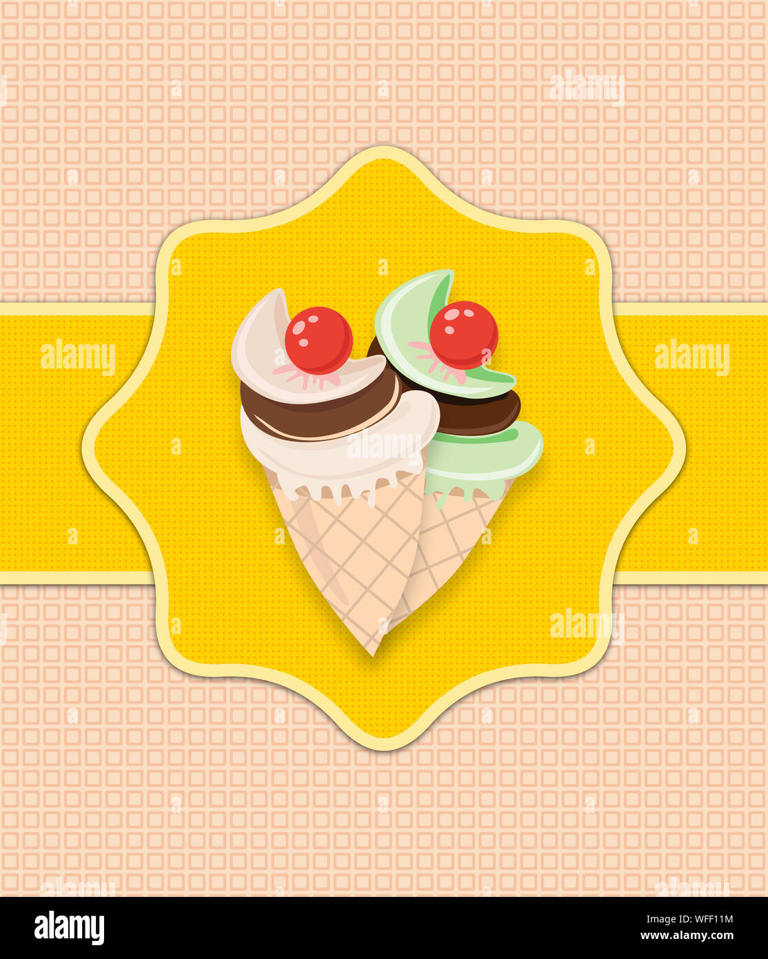 Illustration of cute ice cream card design Stock Photo - Alamy