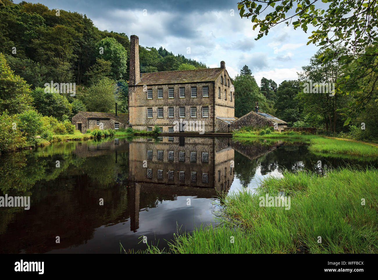 Water reflections of the restored Gibsons mill, Hebbden bridge Gibsons ...