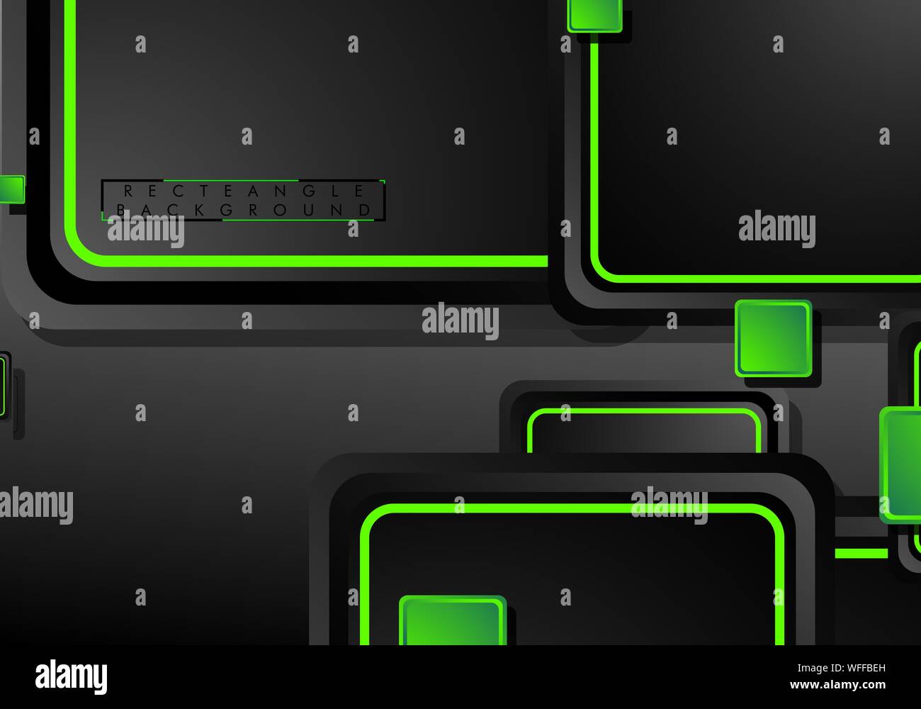 Black and green neon squares abstract hi-tech background. Vector ...