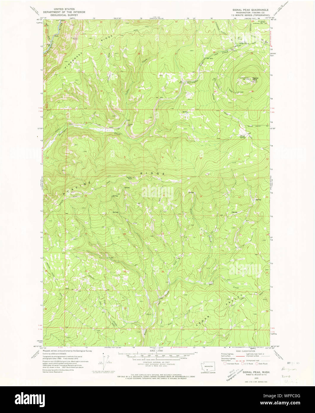 USGS Topo Map Washington State WA Signal Peak 243710 1970 24000 ...