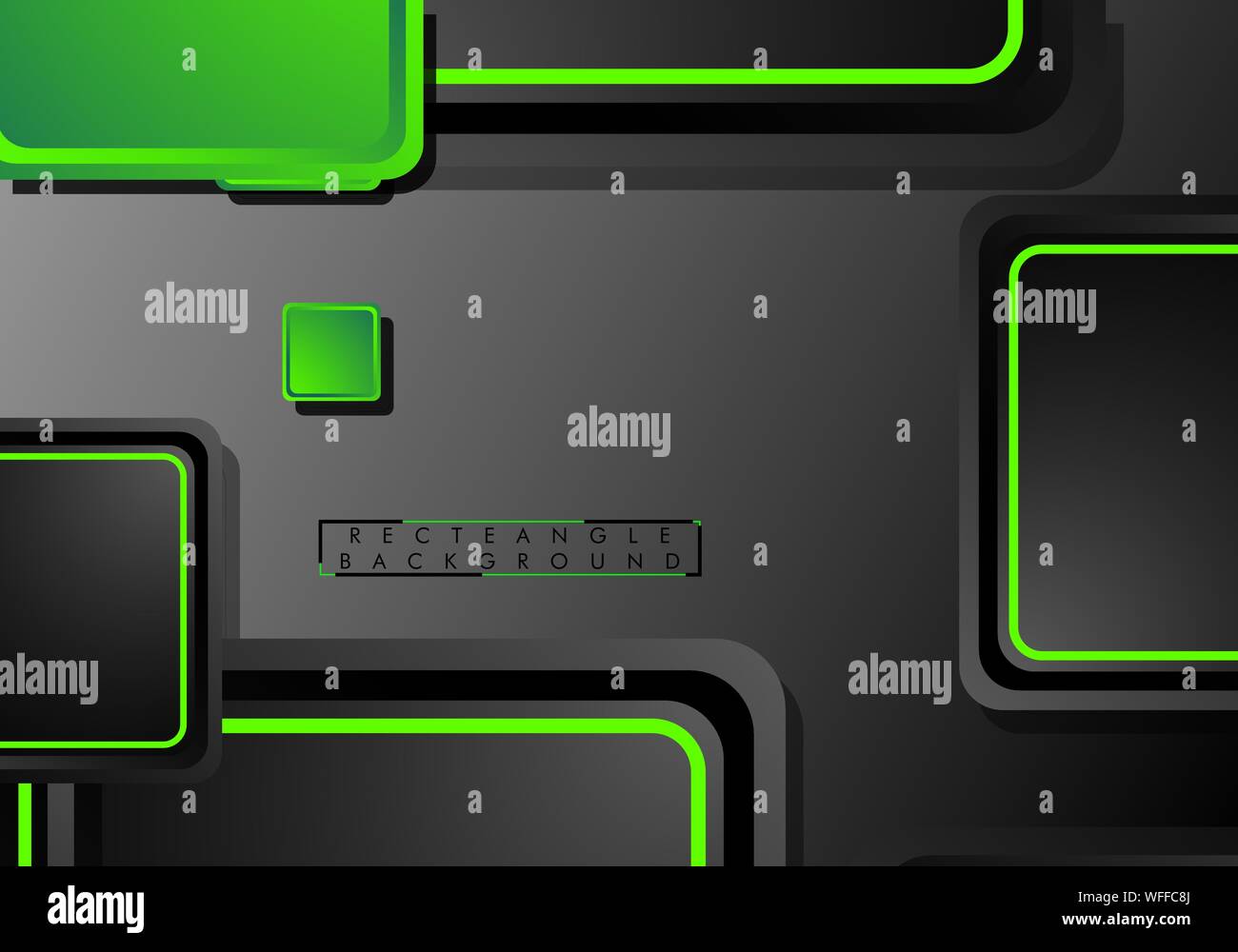Black and green neon squares abstract hi-tech background. Vector ...