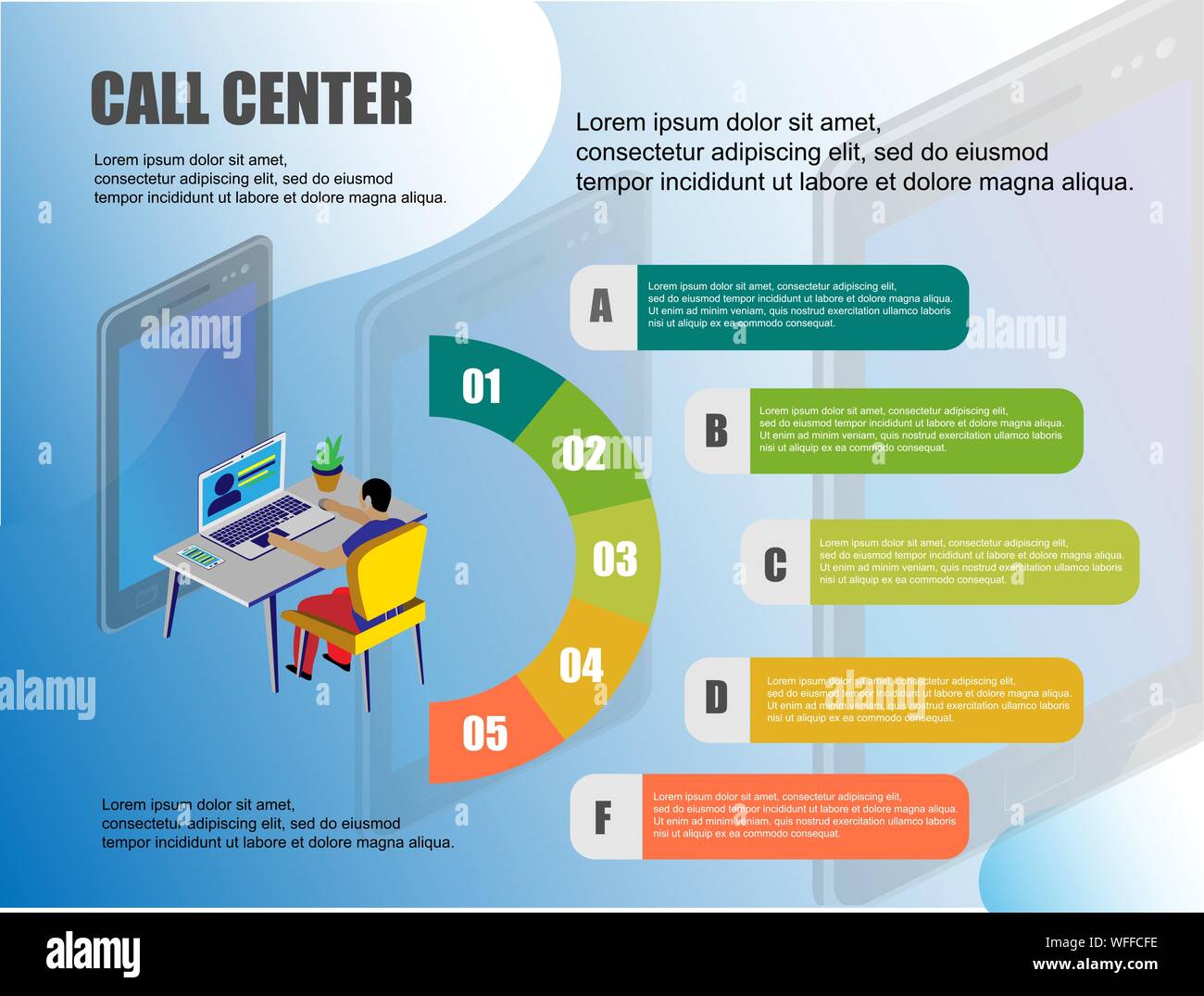 Icon with call center. 3d isometric people illustration. Business ...