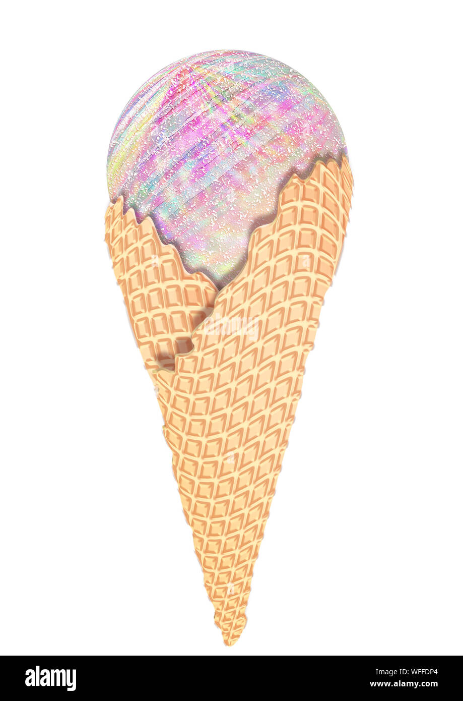 Abstract stylized holographic ice cream cone illustration design Stock ...