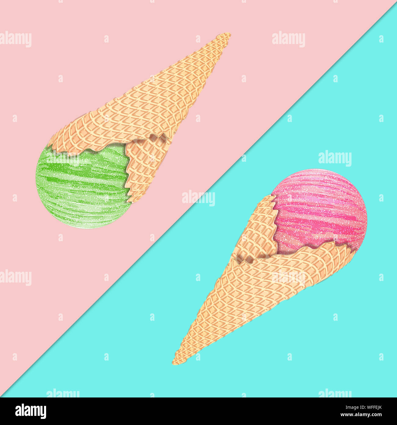 Abstract stylized ice cream cones illustration design Stock Photo - Alamy
