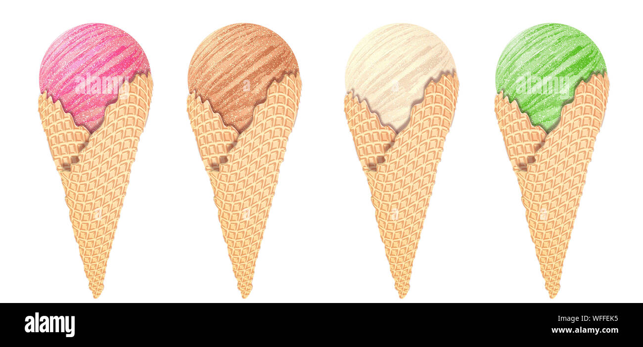 Abstract stylized ice cream cones illustration design Stock Photo - Alamy