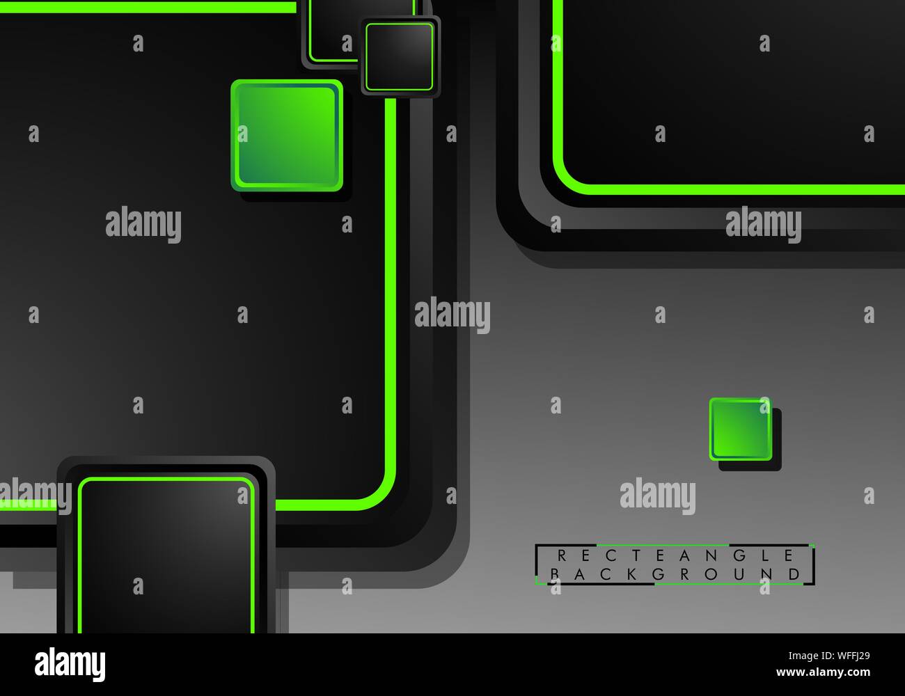 Black and green neon squares abstract hi-tech background. Vector ...
