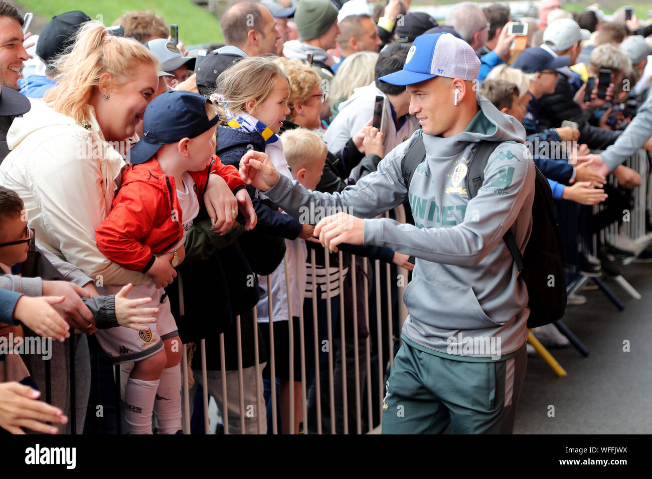 Leeds United's Ezgjan Alioski arrives before the Sky Bet Championship ...