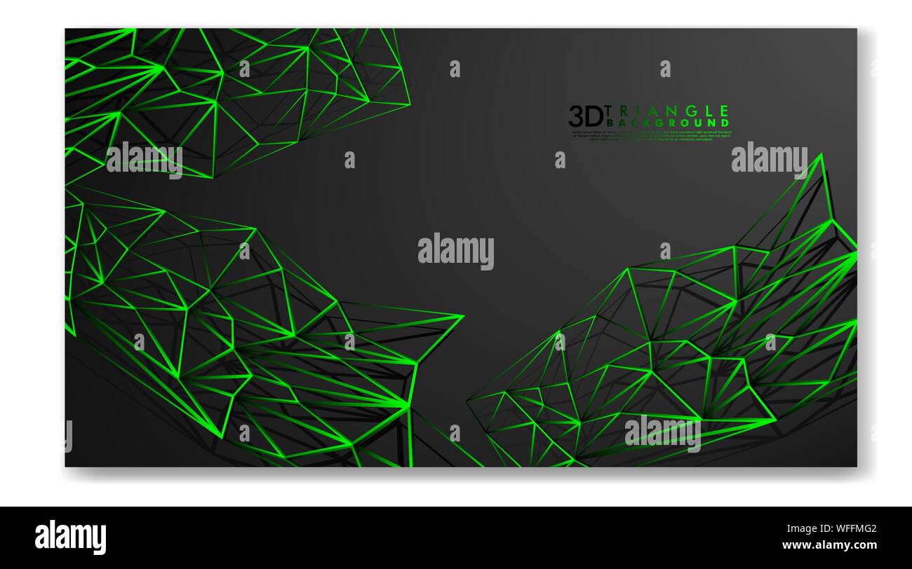 3D TRIANGLE LINE BACKGROUND . GRADIENT BLACK GREEN Stock Vector Image ...