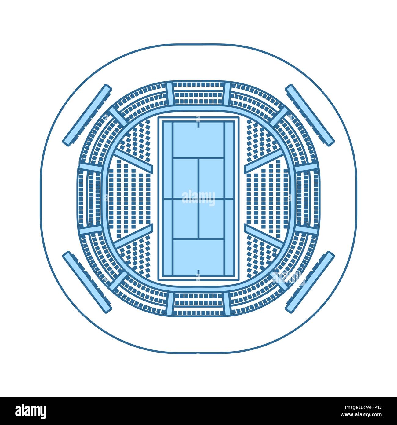 Tennis Stadium Aerial View Icon. Thin Line With Blue Fill Design ...