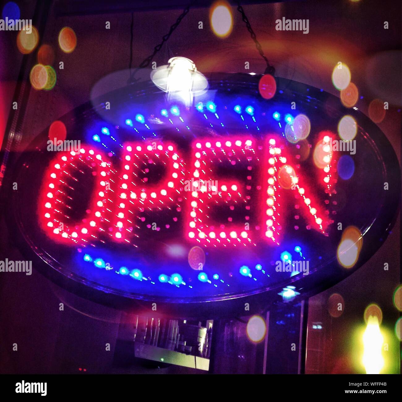 Open neon sign hi-res stock photography and images - Alamy