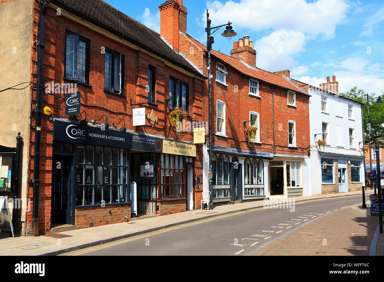 Parade of shops on Kings Street, Southwell, Nottingham Stock Photo - Alamy