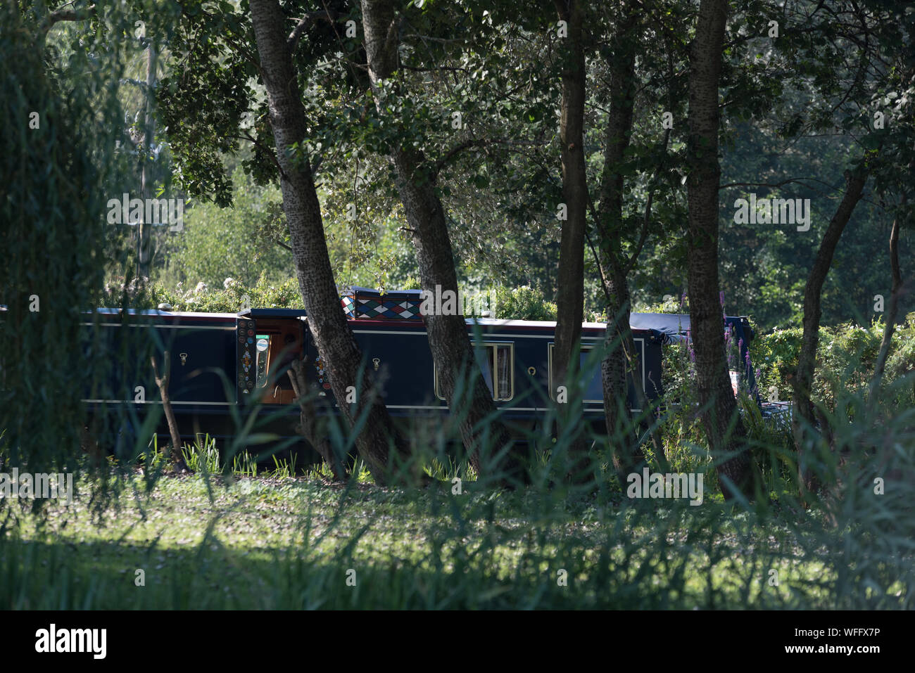 canal boat on british water holiday Stock Photo - Alamy
