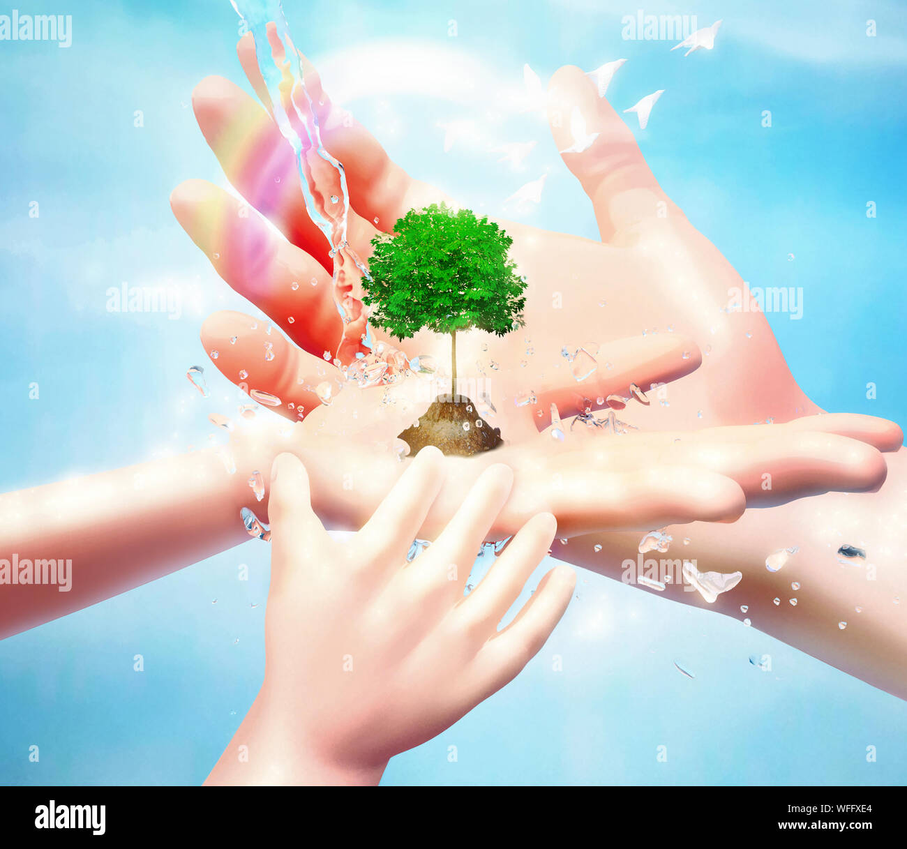Nature in human hand. The concept of environmental protection. Template ...