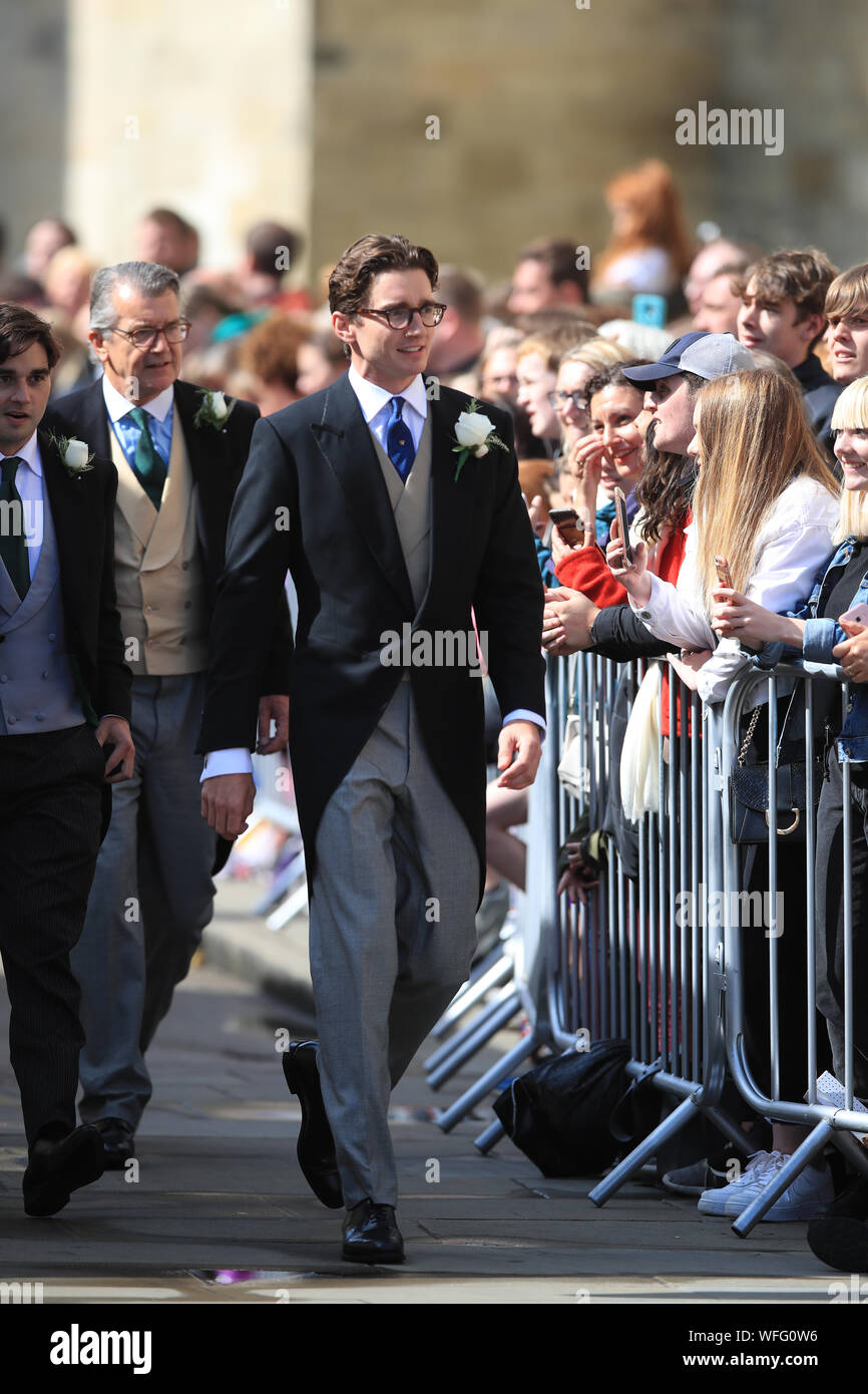 Caspar Jopling (right) arriving at York Minster for his wedding to ...