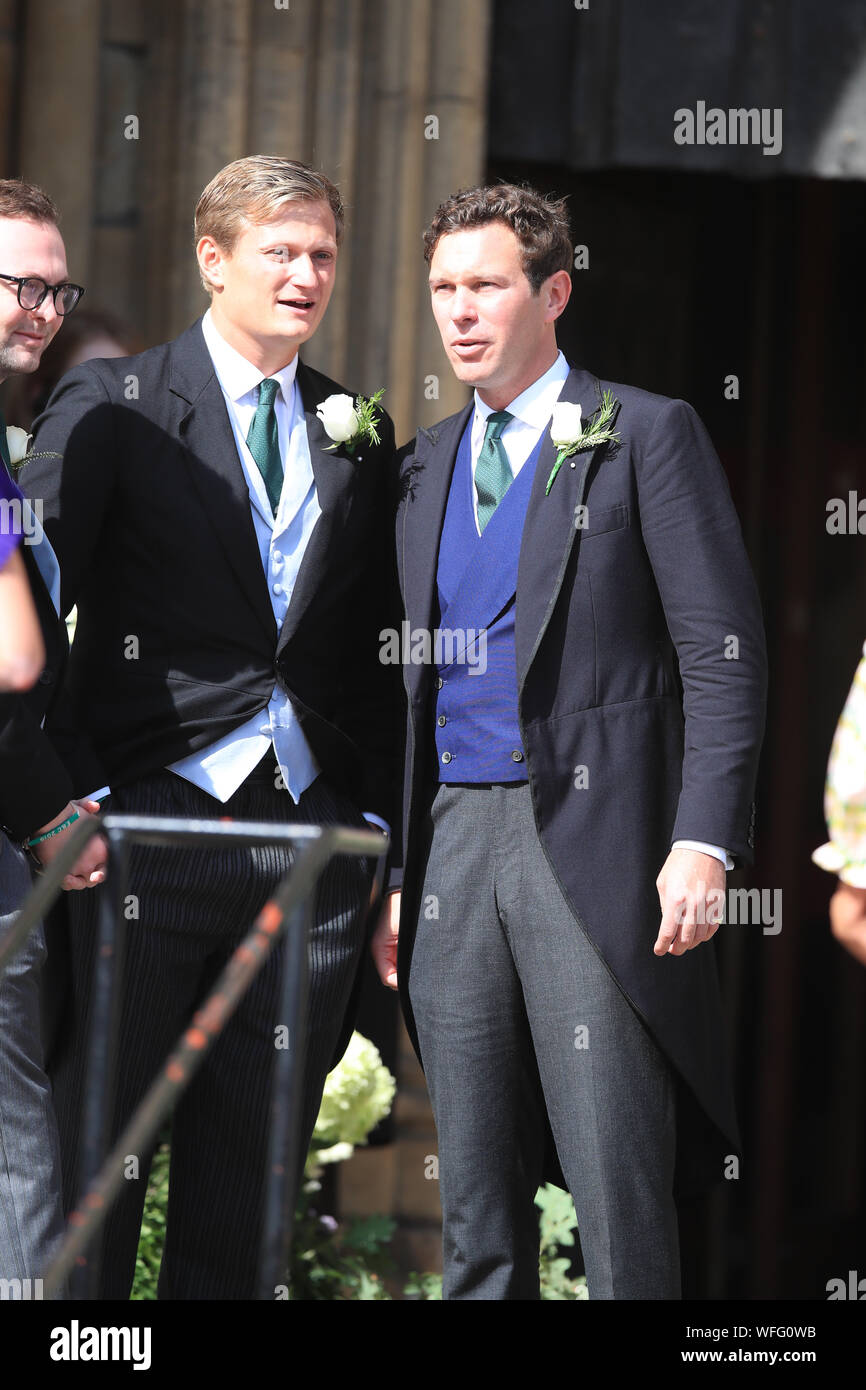 Jack Brooksbank (right), husband of Princess Eugenie, arriving at York ...