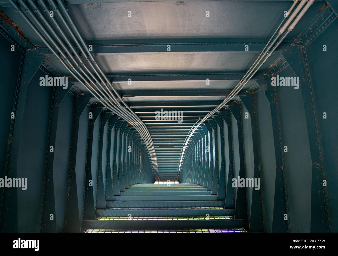 steel cage under a bridge Stock Photo - Alamy