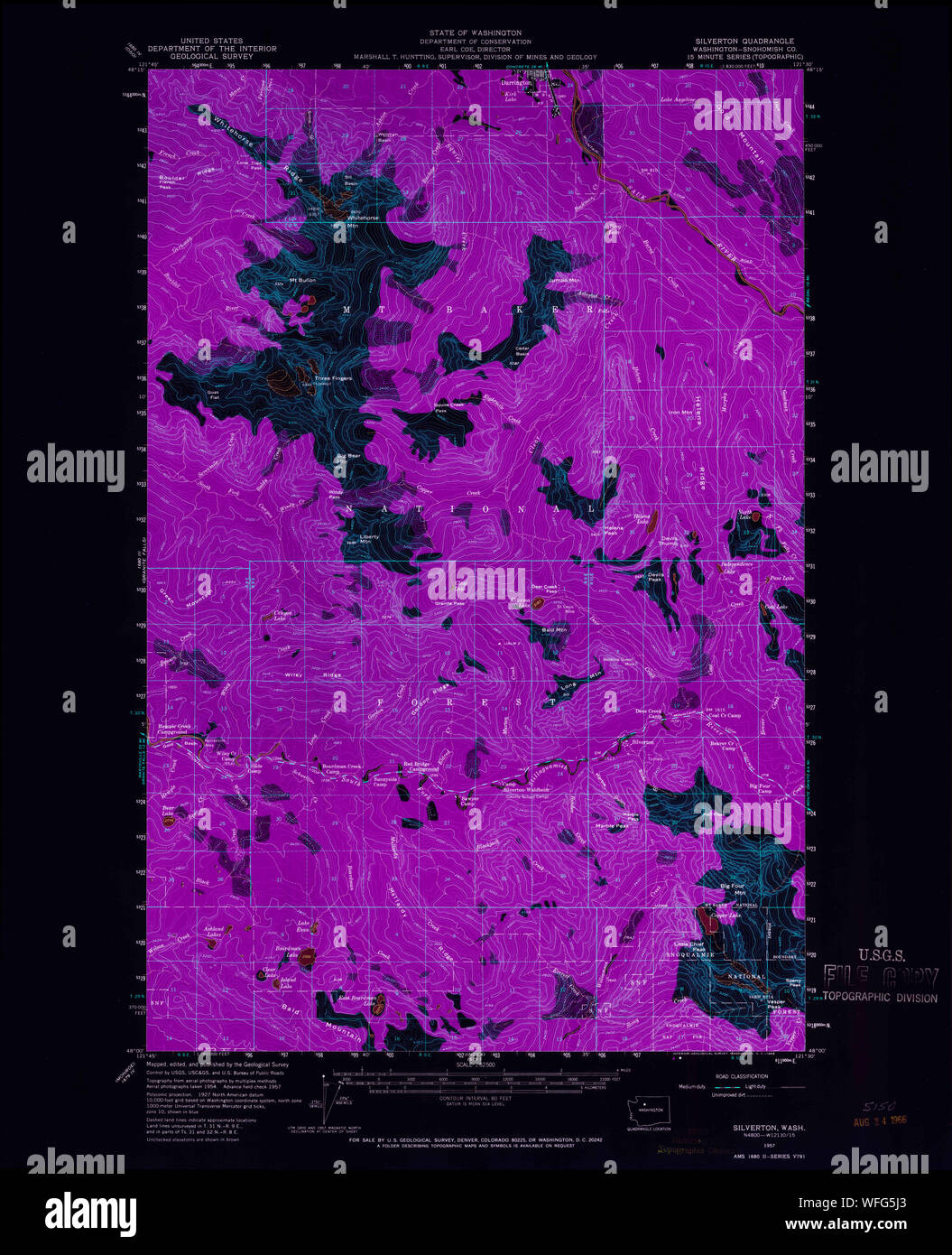 USGS Topo Map Washington State WA Silverton 243725 1957 62500 Inverted ...