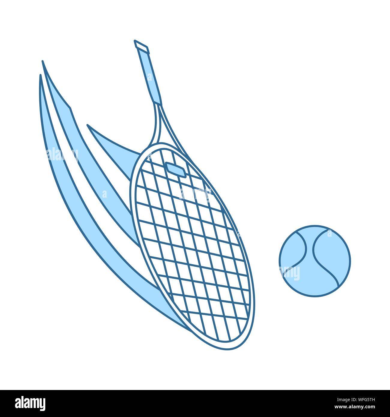 Tennis Racket Hitting A Ball Icon. Thin Line With Blue Fill Design ...