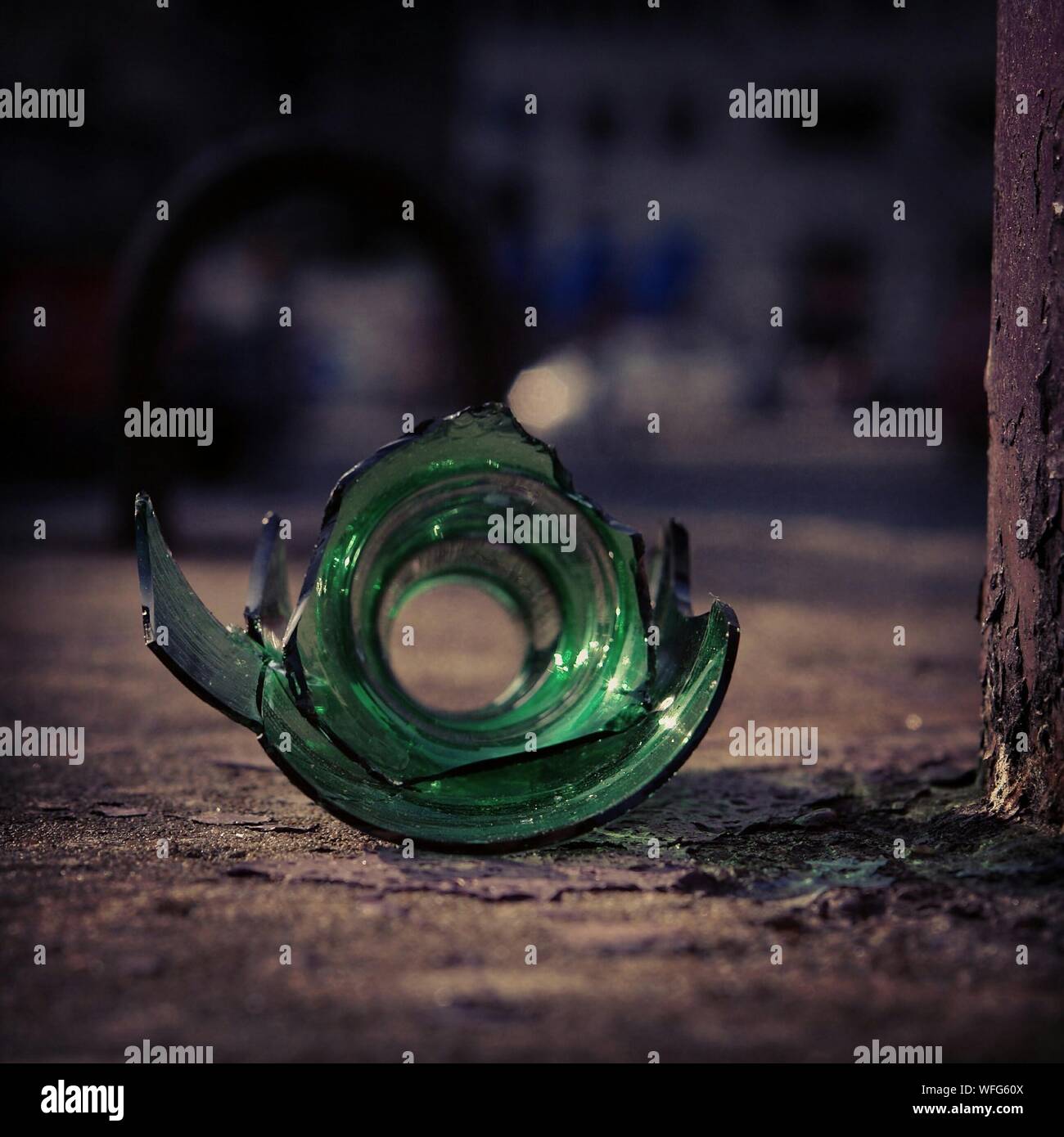 Close-up Of Broken Glass Bottle Stock Photo - Alamy