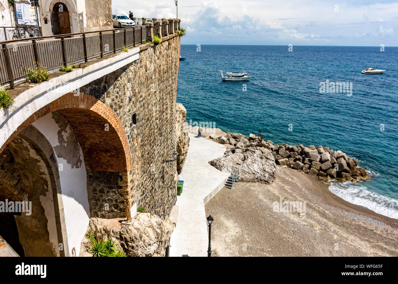 Italy, Atrani, Amalfi coast, beach panorama Stock Photo - Alamy