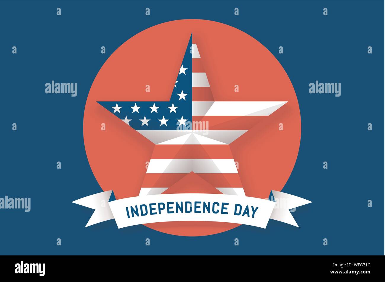 Star with american flag USA and inscription Independence Day Stock ...
