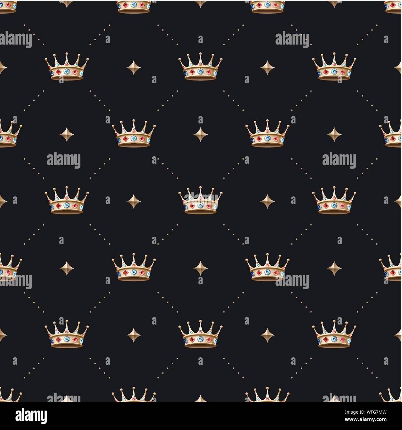Seamless gold patter and king crown with diamond Stock Vector Image ...