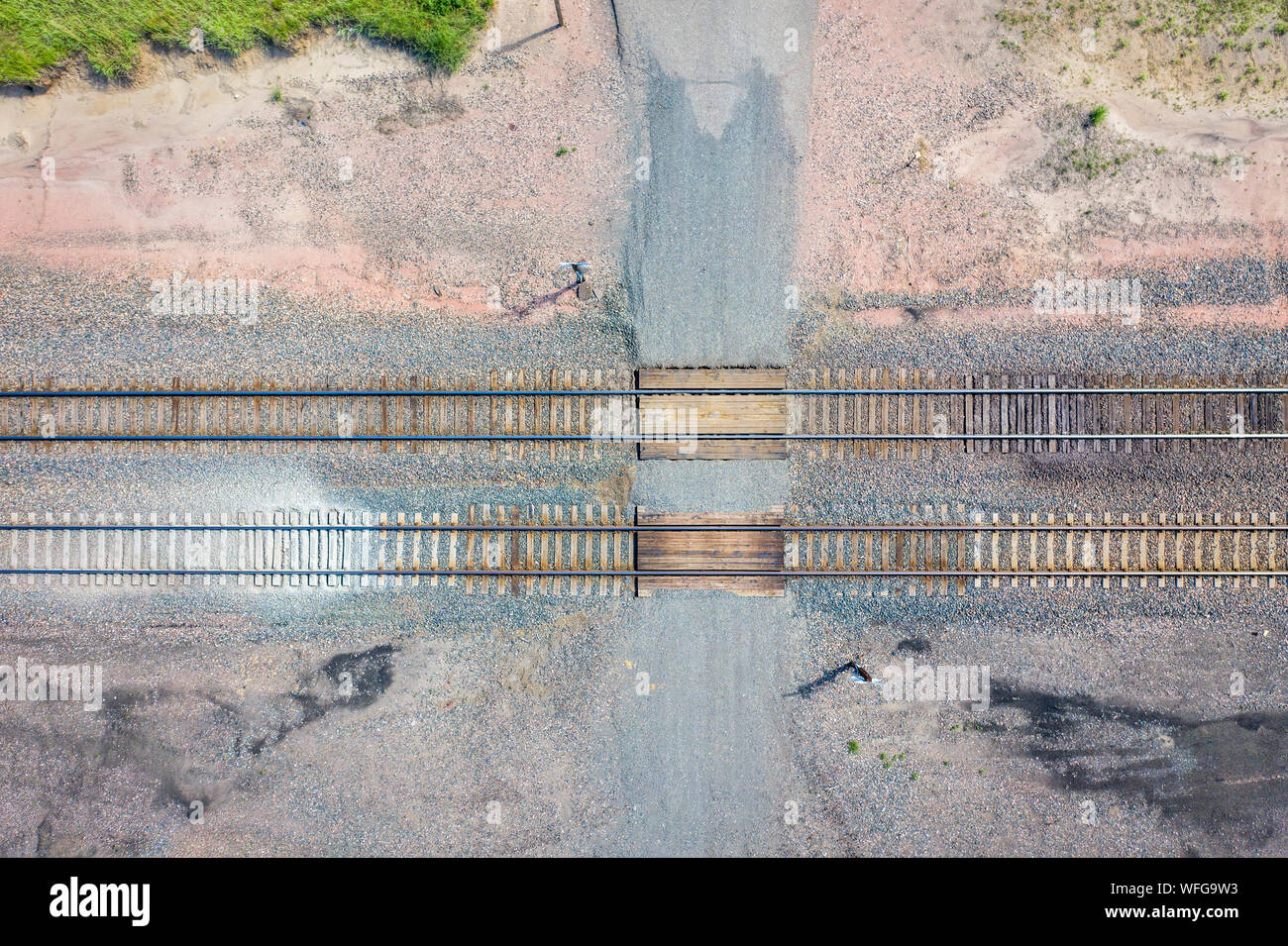 Rural railroad crossing in Nebraska - aerial view Stock Photo - Alamy