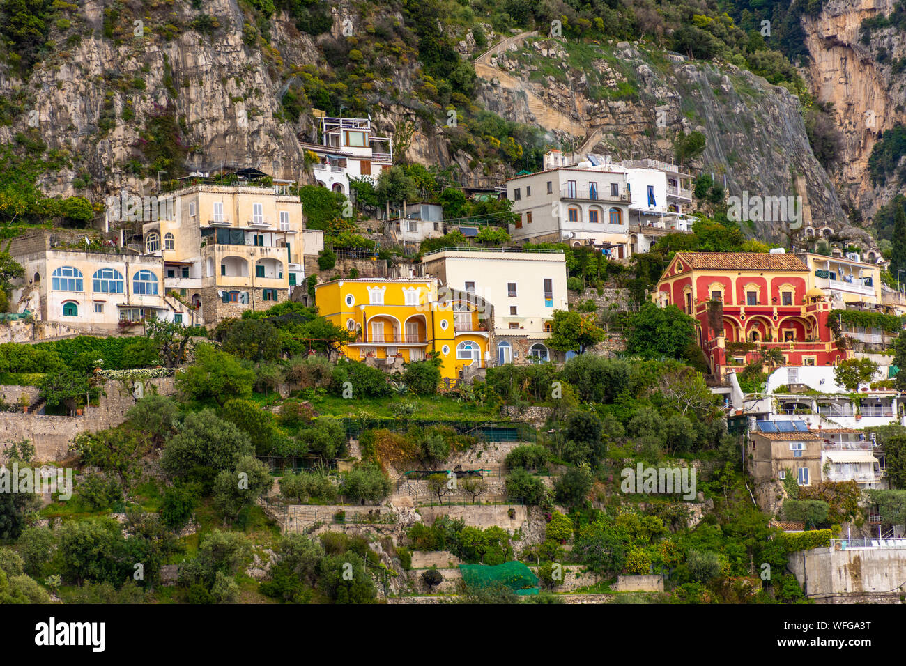 Italy, Positano, view of the houses on the hill Stock Photo - Alamy