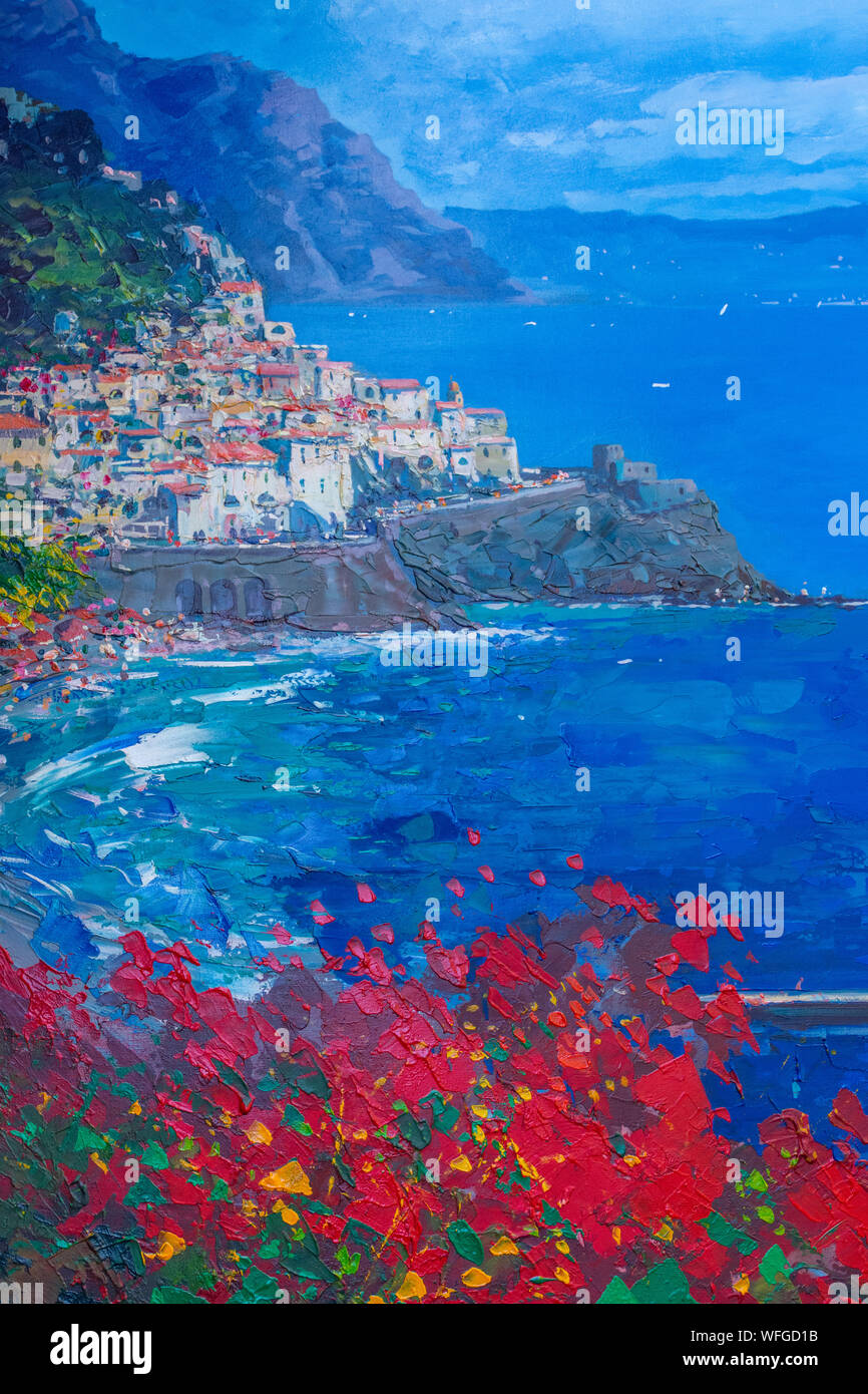 Italy, Positano, surreal representation of the city Stock Photo - Alamy