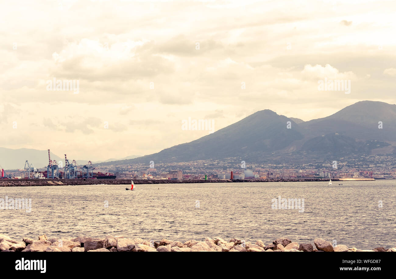 View of Mount Vesuvius from Naples Stock Photo - Alamy