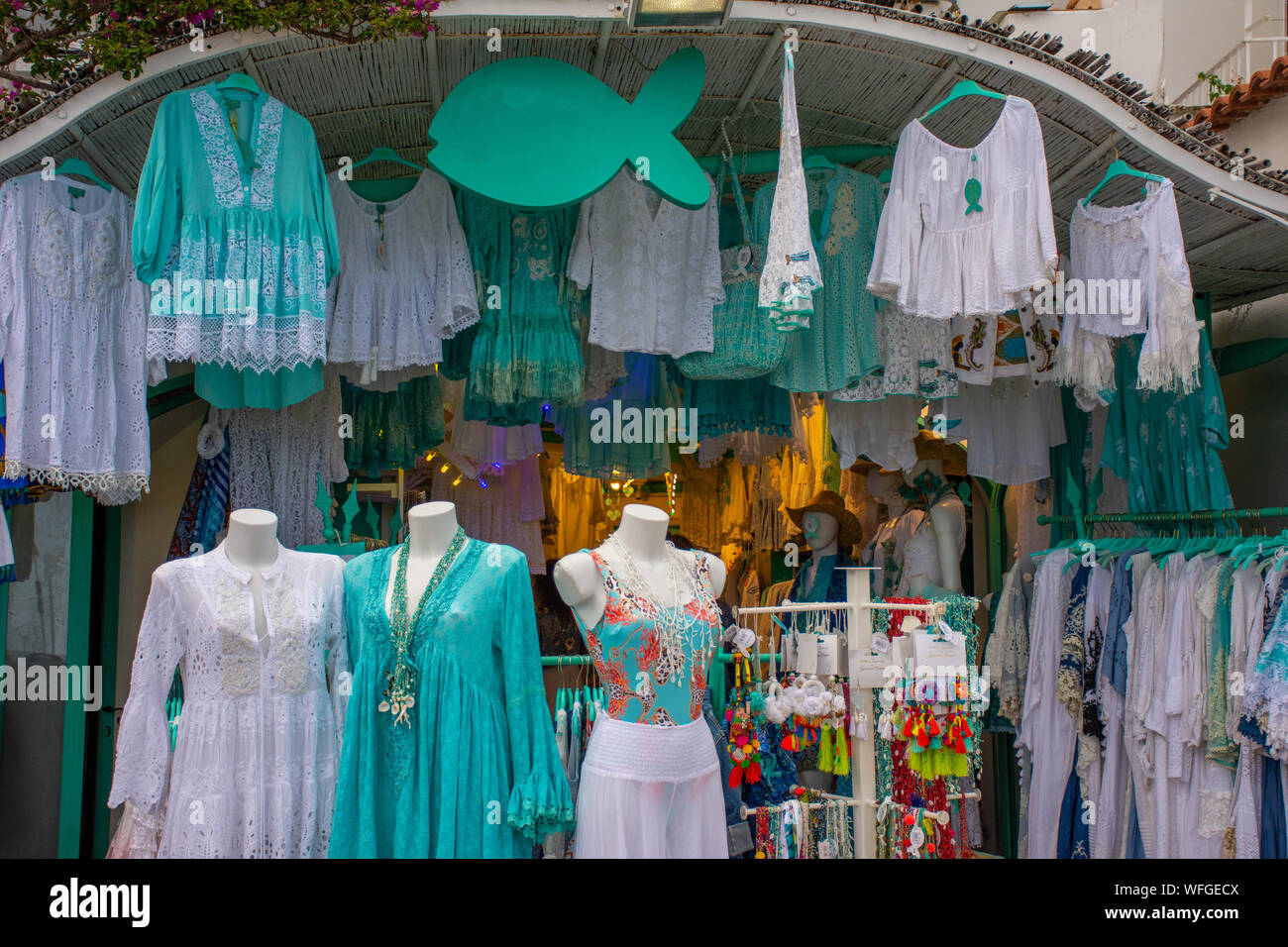 Italy, Positano, a typical clothing store Stock Photo - Alamy