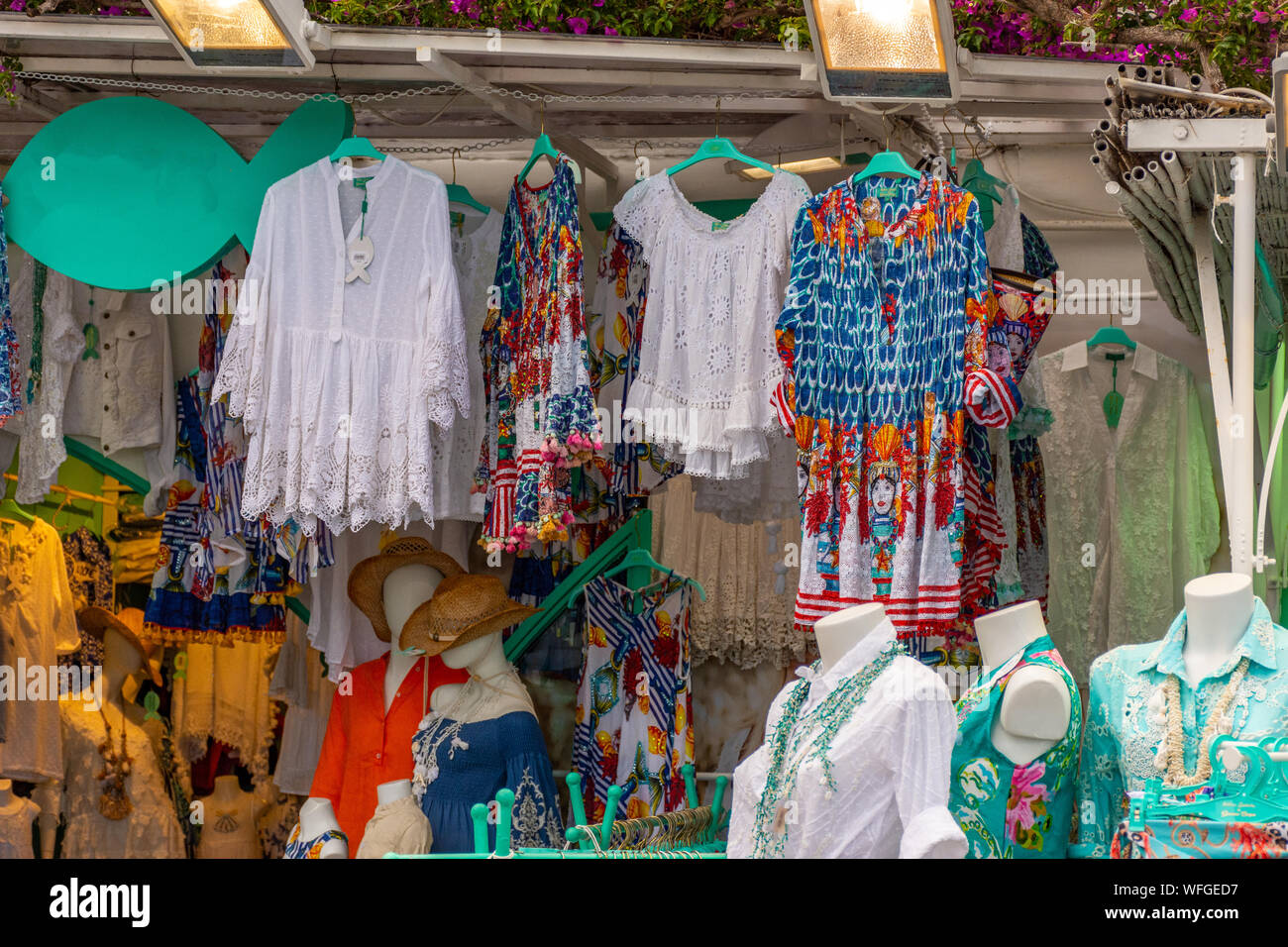 Italy, Positano, a typical clothing store Stock Photo - Alamy