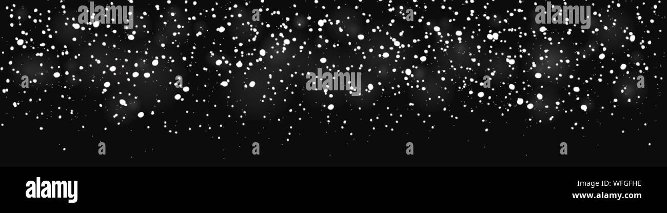 Snowfall overlay. Falling snow seamless banner for winter decorations ...