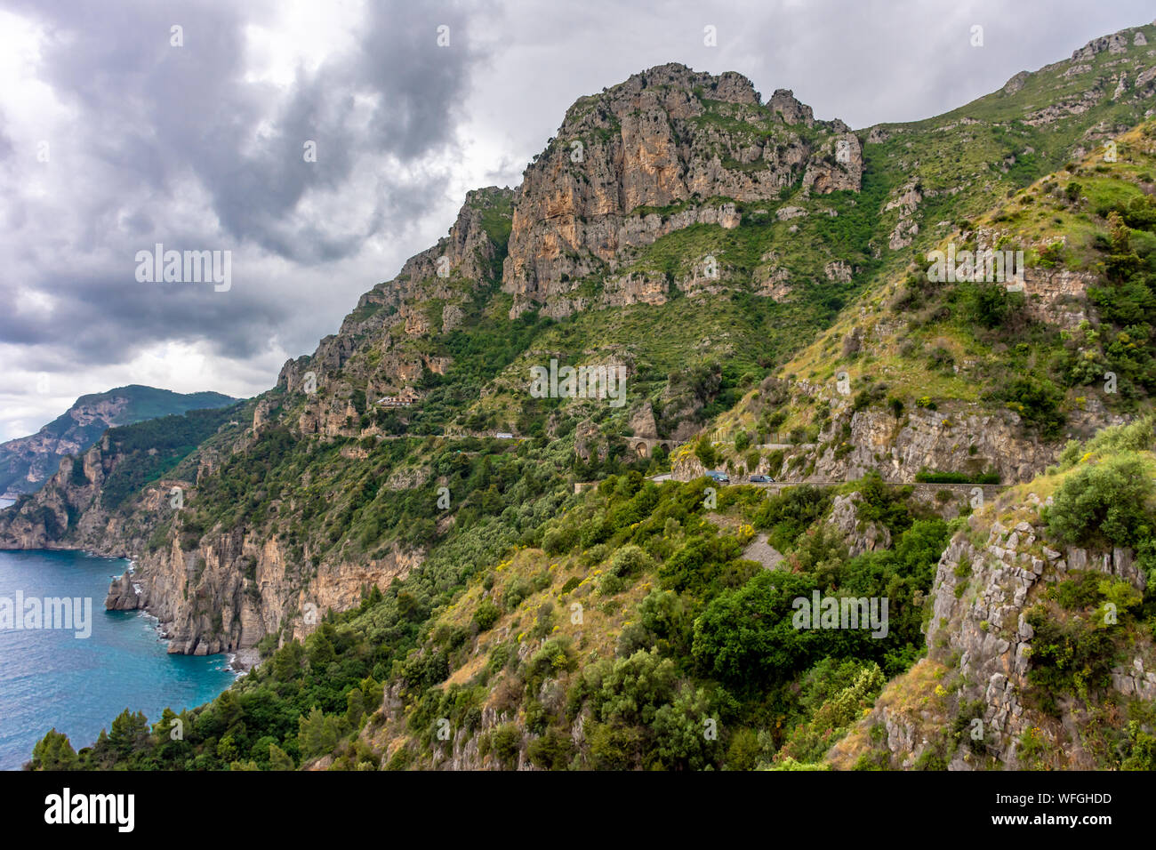 Italy, view of rocky walls in the Amalfi coast Stock Photo - Alamy