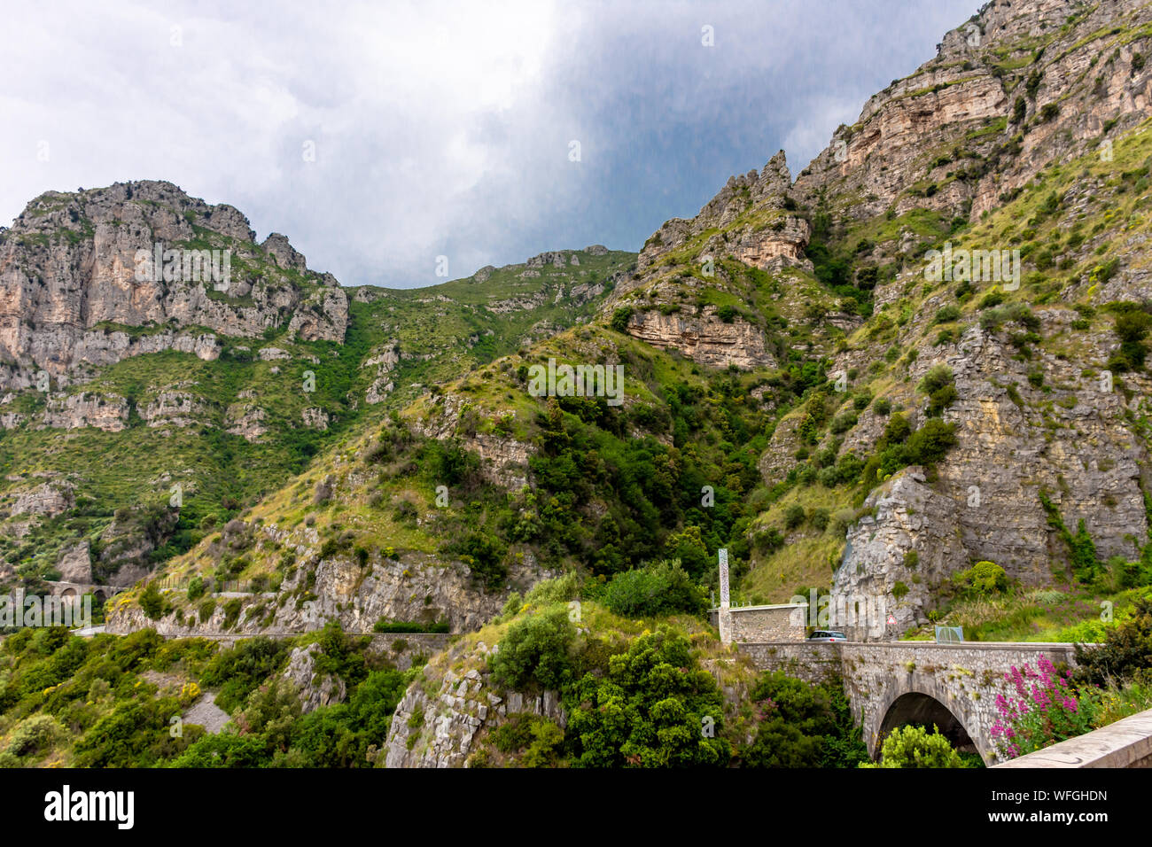 Italy, view of rocky walls in the Amalfi coast Stock Photo - Alamy