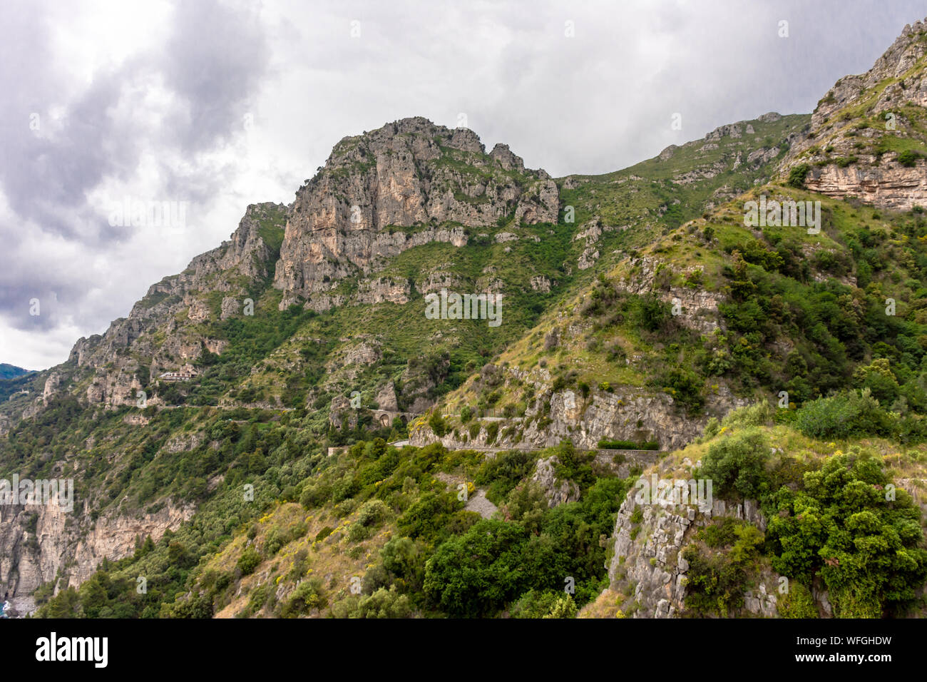 Italy, view of rocky walls in the Amalfi coast Stock Photo - Alamy