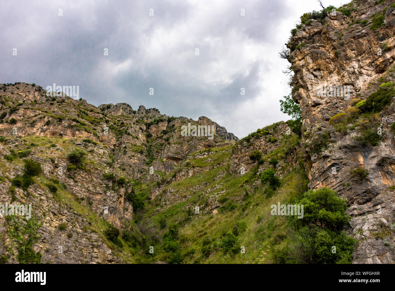 Italy, view of rocky walls in the Amalfi coast Stock Photo - Alamy