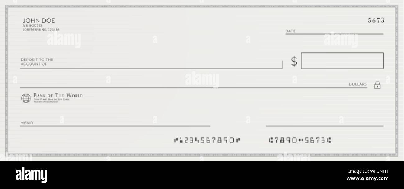 Blank template of the fake bank check Stock Vector Image & Art - Alamy