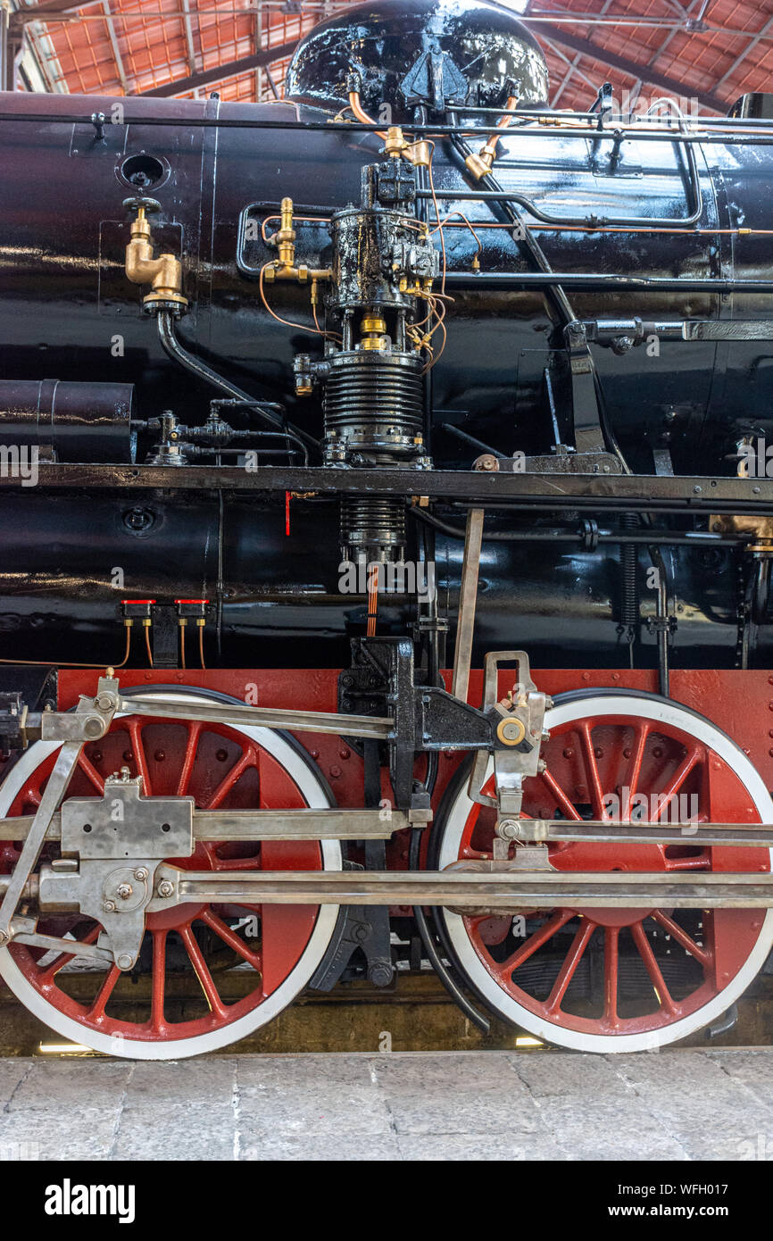 Details of restored antique steam locomotive Stock Photo - Alamy