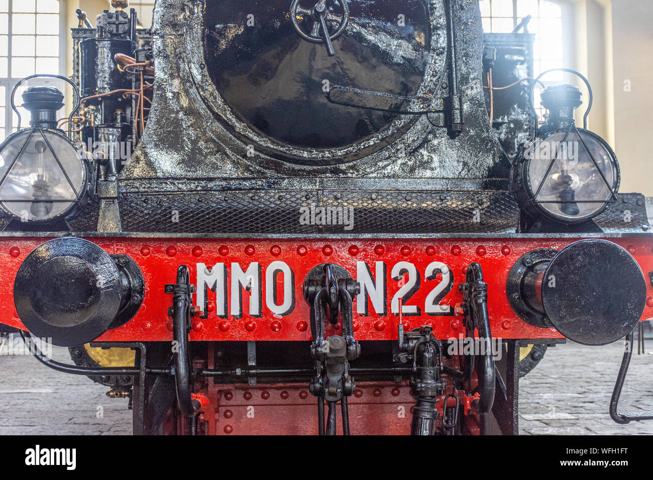Details of restored antique steam locomotive Stock Photo - Alamy