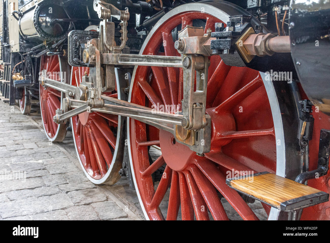 Details of restored antique steam locomotive Stock Photo - Alamy