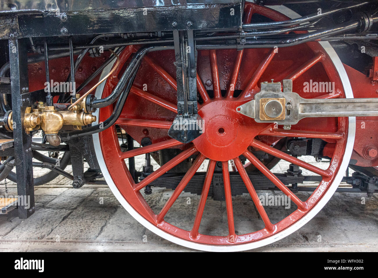 Details of restored antique steam locomotive Stock Photo - Alamy