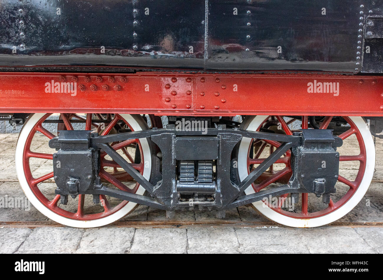 Details of restored antique steam locomotive Stock Photo - Alamy