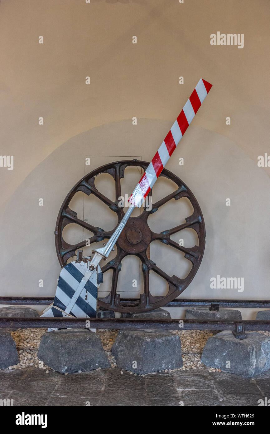 Ancient mechanisms for the remote control of steam trains Stock Photo ...