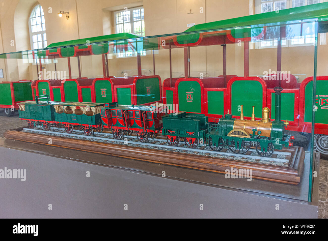 Exhibition of an ancient restored train Stock Photo - Alamy