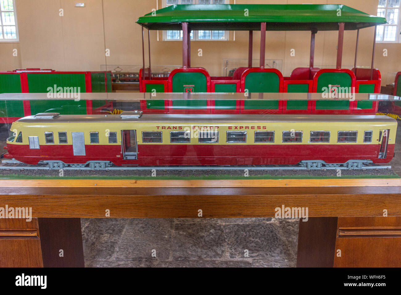 Exhibition of an ancient restored train Stock Photo - Alamy