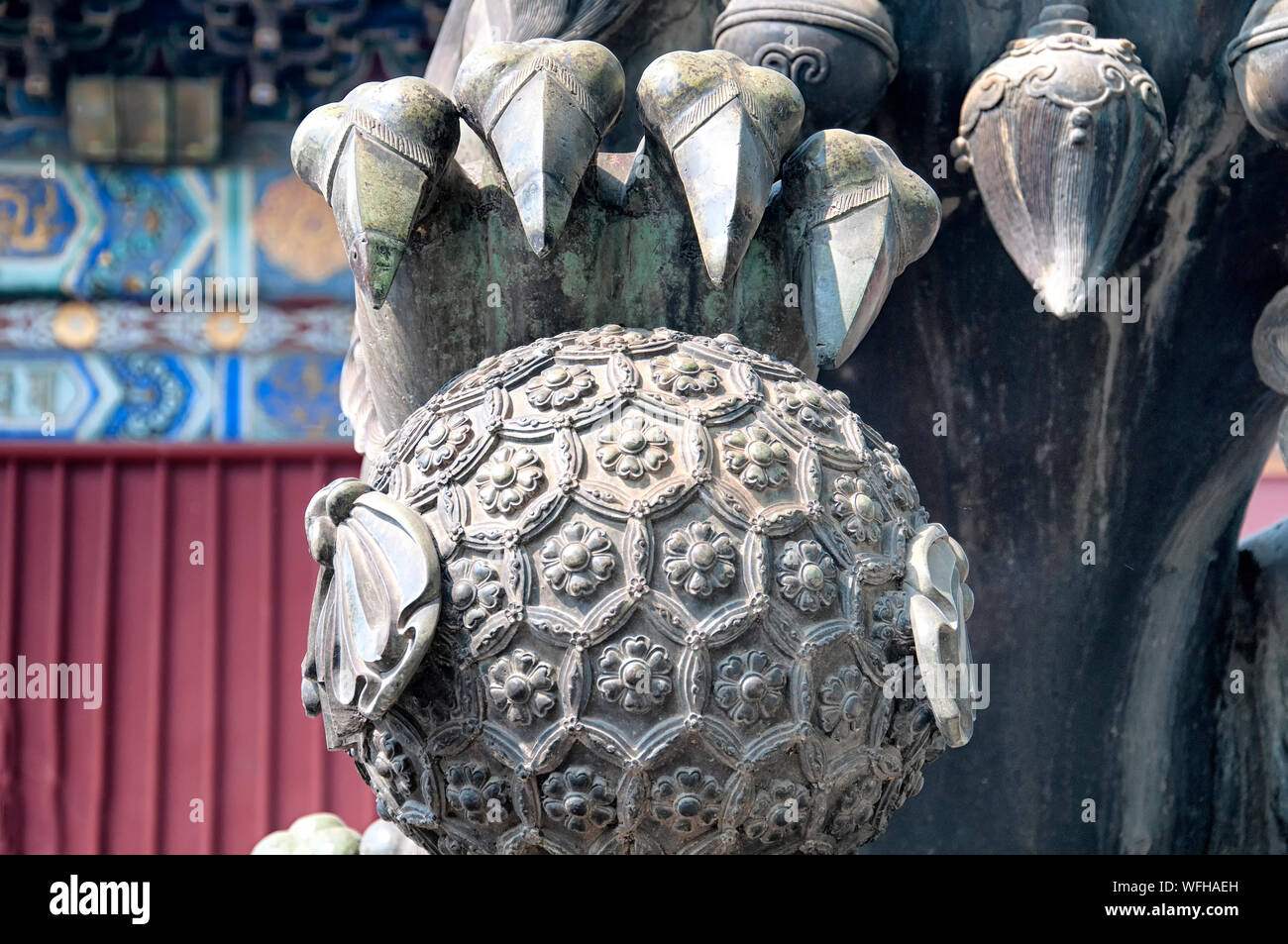 A chinese mythical creature statue called the hou or denglongs claw on ...