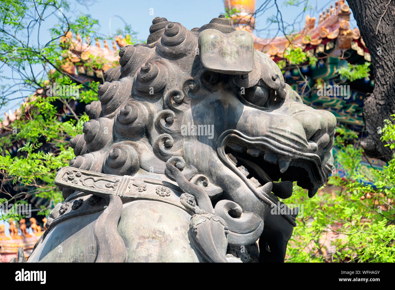 A chinese mythical creature statue called the hou or denglong at the ...