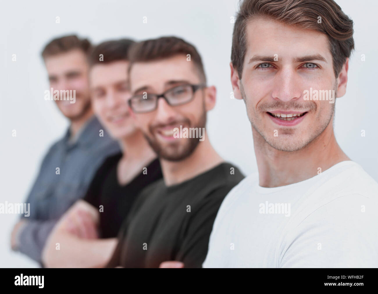 group of friends in casual clothes, side view Stock Photo - Alamy