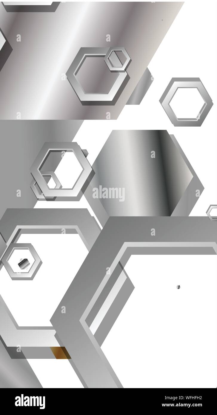 Abstract geometric background with hexagon metal color composition ...